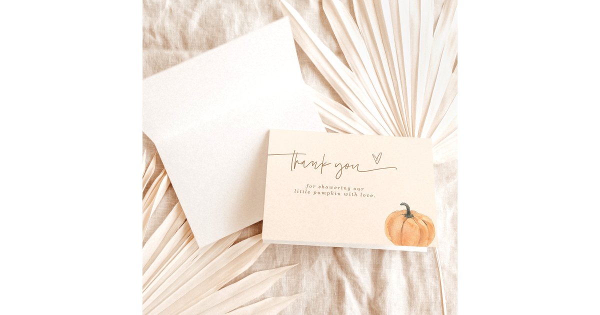 Boho Fall Pumpkin Thank You Card | Zazzle