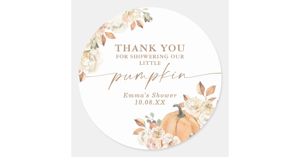 Boho Fall Pumpkin Thank You Favor Sticker | Zazzle