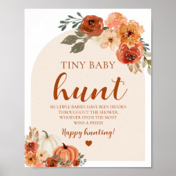 Boho Fall Pumpkin Tiny Baby Hunt Baby Shower Game Poster | Zazzle