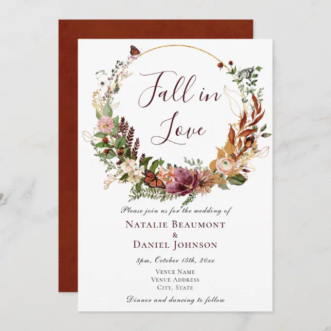 Boho Fall Wedding Invitation | Zazzle
