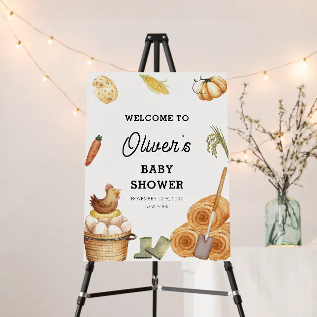 Boho Farm Chicken Baby Shower Welcome Sign | Zazzle