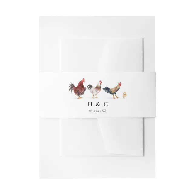 Boho Farm Chicken Wedding Invitation Belly Band | Zazzle