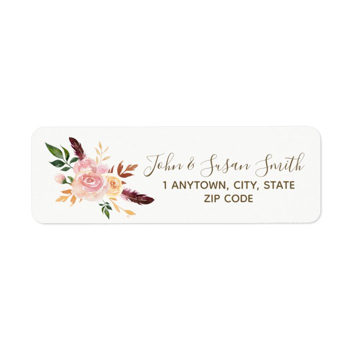 boho feather floral return address labels | Zazzle.com