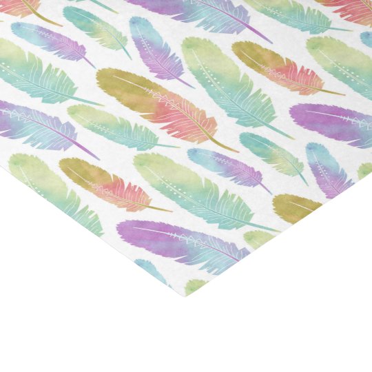 Boho Feather Pattern Watercolor Rainbow Tissue Paper | Zazzle.com