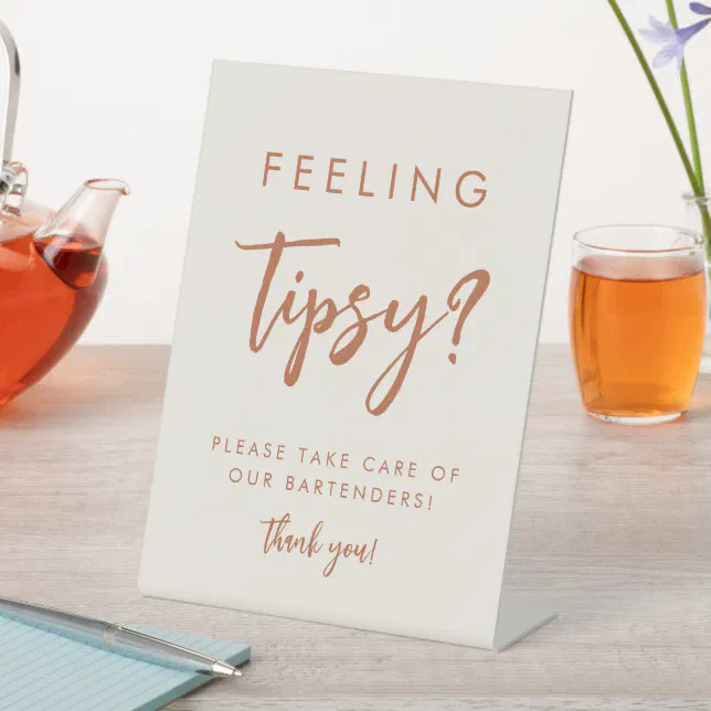 Boho Feeling Tipsy Wedding Bartender Tips Sign | Zazzle