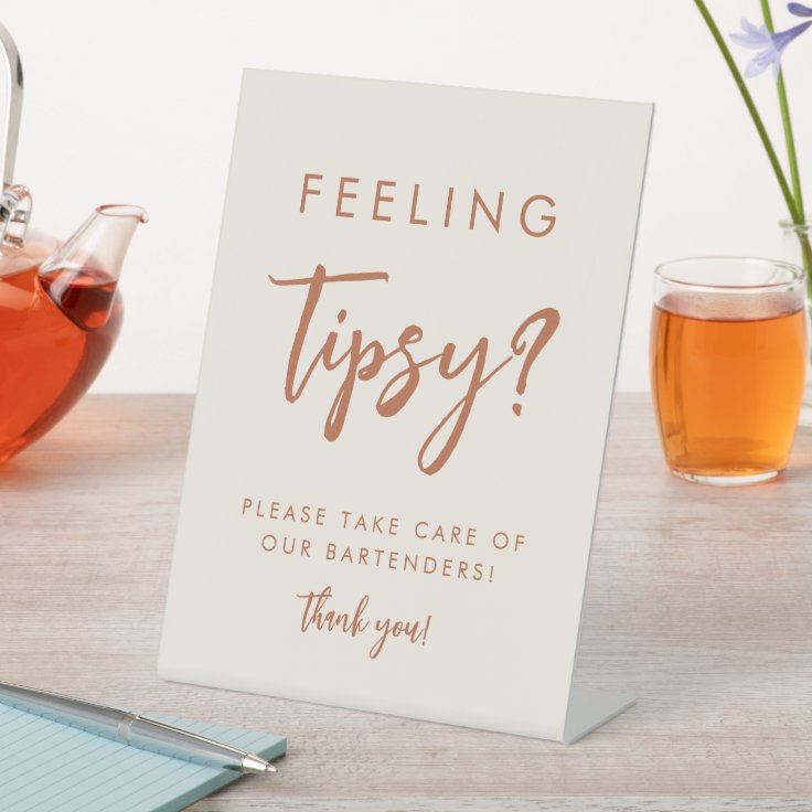 Boho Feeling Tipsy Wedding Bartender Tips Sign | Zazzle