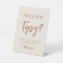 Boho Feeling Tipsy Wedding Bartender Tips Sign | Zazzle