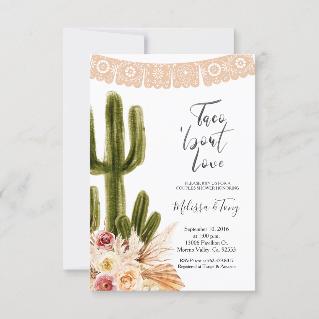 Boho Fiesta Taco 'bout Love Couples Shower Invitation | Zazzle