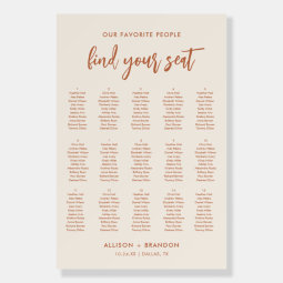 Boho Find Your Seat 15 Tables Seating Chart Foam Board | Zazzle