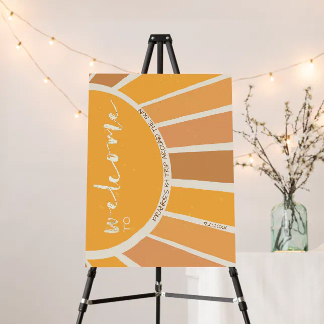 Boho First Trip Around Sun Birthday Welcome Sign | Zazzle