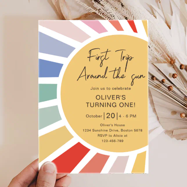 Boho First Trip Around The Sun 1st Birthday Invitation Zazzle