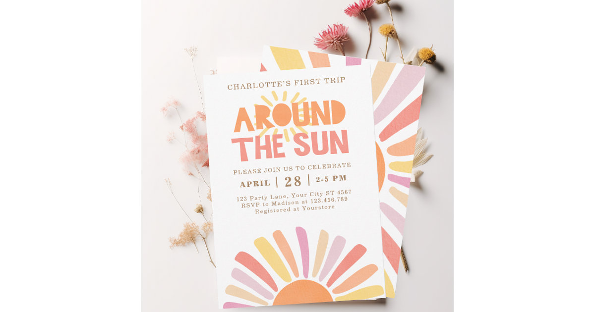 Boho First Trip Around The Sun 1st Birthday Party Invitation Zazzle