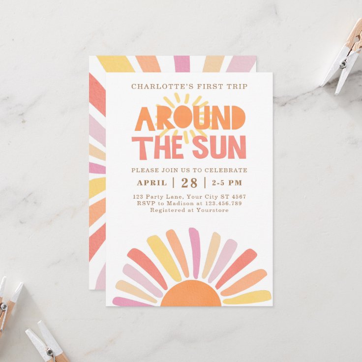 Boho First Trip Around The Sun 1st Birthday Party Invitation Zazzle