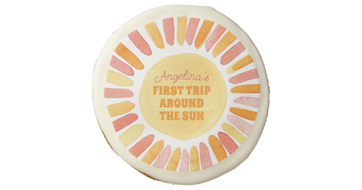 Boho First Trip Around the Sun 1st Birthday Party Sugar Cookie | Zazzle