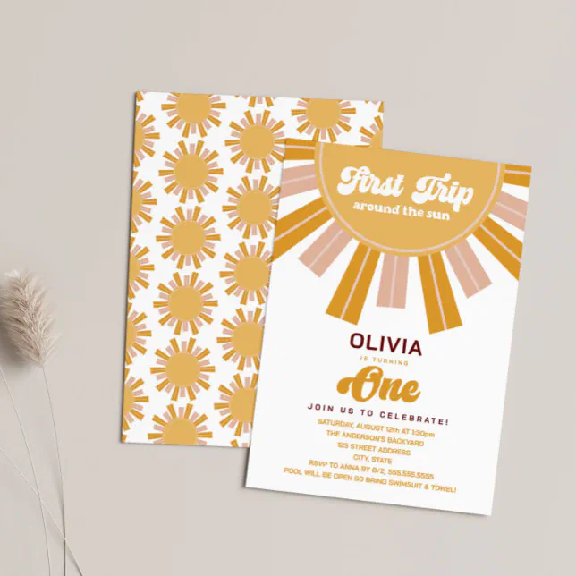 Boho First Trip Around The Sun First Birthday Invitation Zazzle