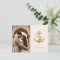 Boho Floral Anchor Wedding Photo Thank You Postcard | Zazzle