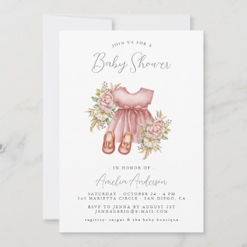 Boho Floral Baby Girl Shower Invitation | Zazzle