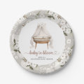 Boho Floral Baby Shower Plates Neutral Bassinet | Zazzle