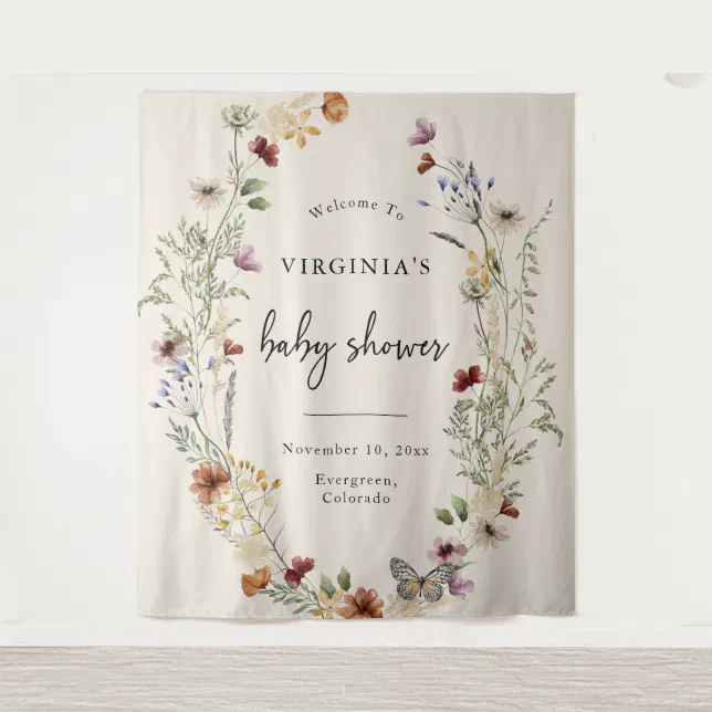 Boho Floral Baby Shower Tapestry | Zazzle