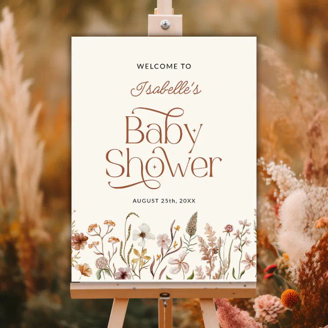 Boho Floral Baby Shower Welcome Sign | Zazzle