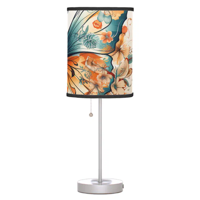 Boho Floral Blossom Butterfly Meadow Watercolor Table Lamp | Zazzle