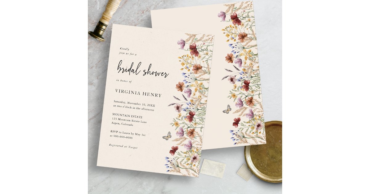 Boho Floral Bridal Shower Invitation | Zazzle