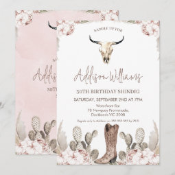 Boho Floral Cactus Rodeo 30th Birthday Invitation | Zazzle