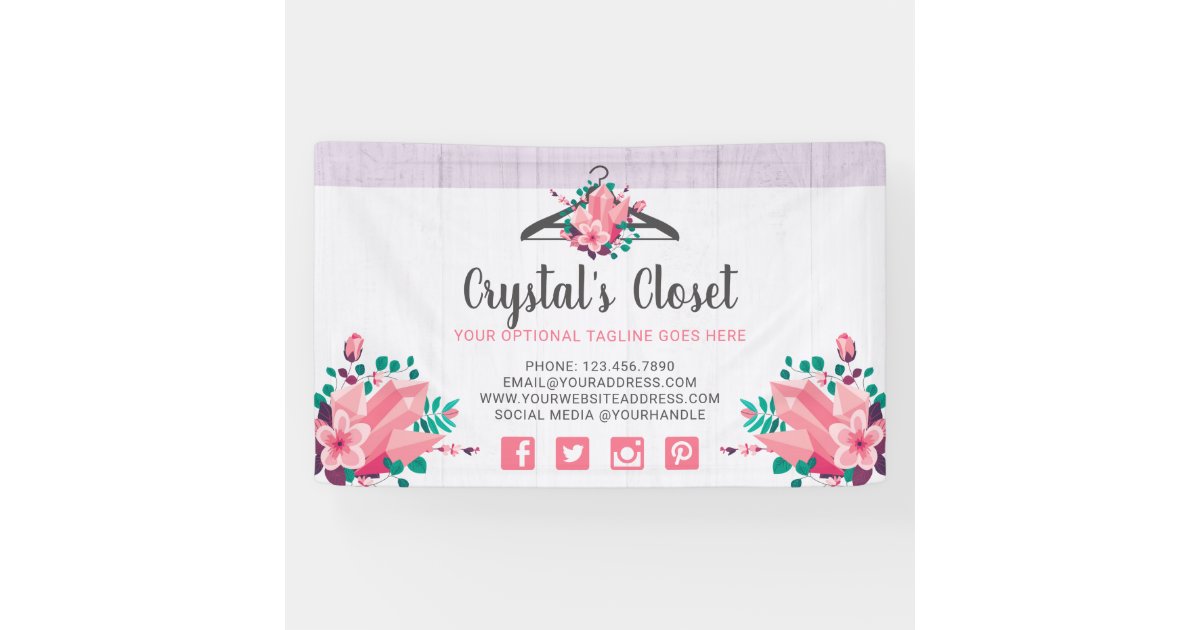 Boho Floral Clothes Hanger Closet Fashion Boutique Banner | Zazzle