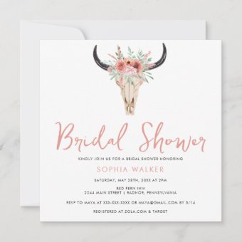 Boho Floral Cow Print Western Bridal Shower Invitation | Zazzle