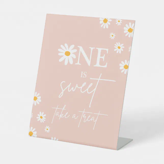 Boho Floral Daisy Groovy Birthday Party Favor Pedestal Sign | Zazzle