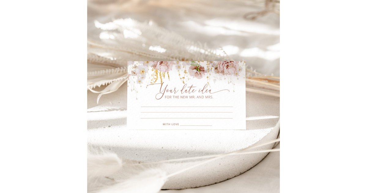 Boho floral Date night ideas. Date jar Enclosure Card | Zazzle