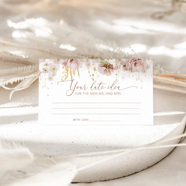 Boho floral Date night ideas. Date jar Enclosure Card | Zazzle