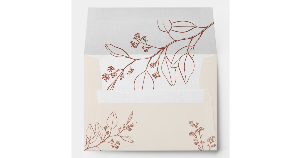 Boho Floral Earthy Beige Envelope | Zazzle