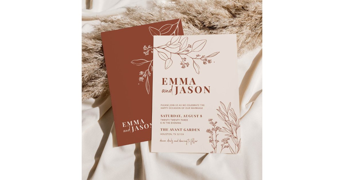 Boho Floral Earthy Beige Wedding Invitation | Zazzle