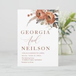Boho Floral Fall Wedding Invitation | Zazzle