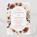 Boho Floral Frame Wedding Real Foil Invitation | Zazzle