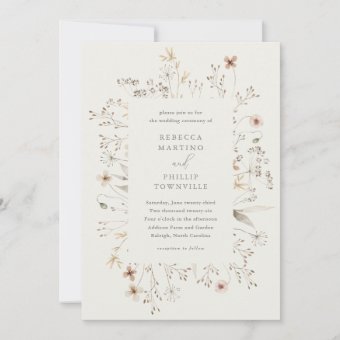 Boho Floral Frame Wildflower Wedding Invitation | Zazzle