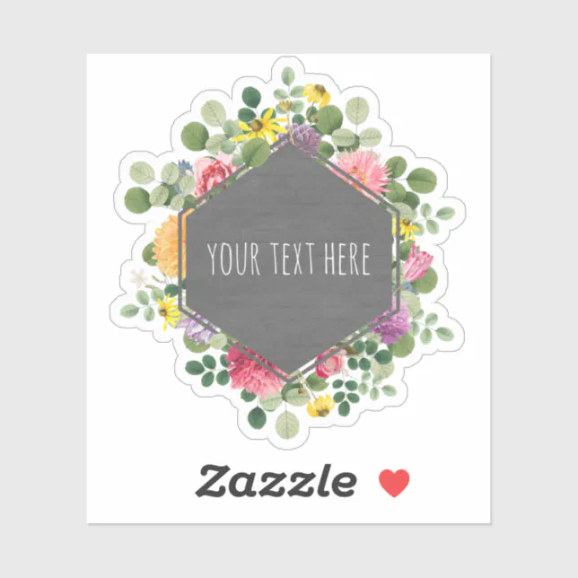 Boho Floral Geometric Label Sticker | Zazzle