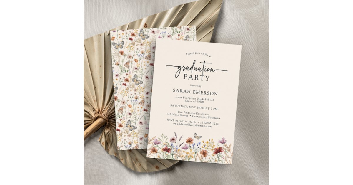 Boho Floral Graduation Invitation | Zazzle