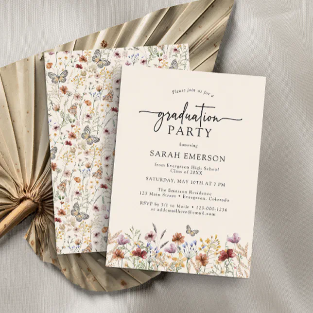 Boho Floral Graduation Invitation | Zazzle