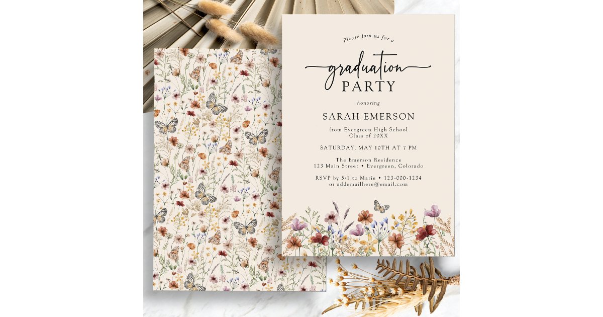 Boho Floral Graduation Invitation | Zazzle