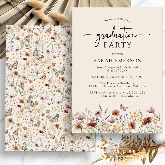 Boho Floral Graduation Invitation | Zazzle