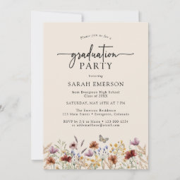 Boho Floral Graduation Invitation | Zazzle