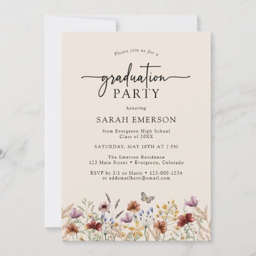 Boho Floral Graduation Invitation | Zazzle