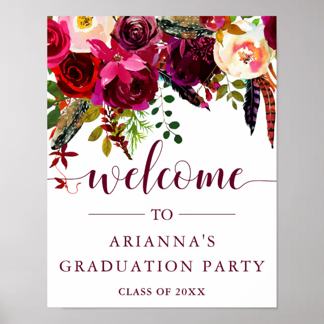 Boho Floral | Graduation Party Welcome Sign | Zazzle