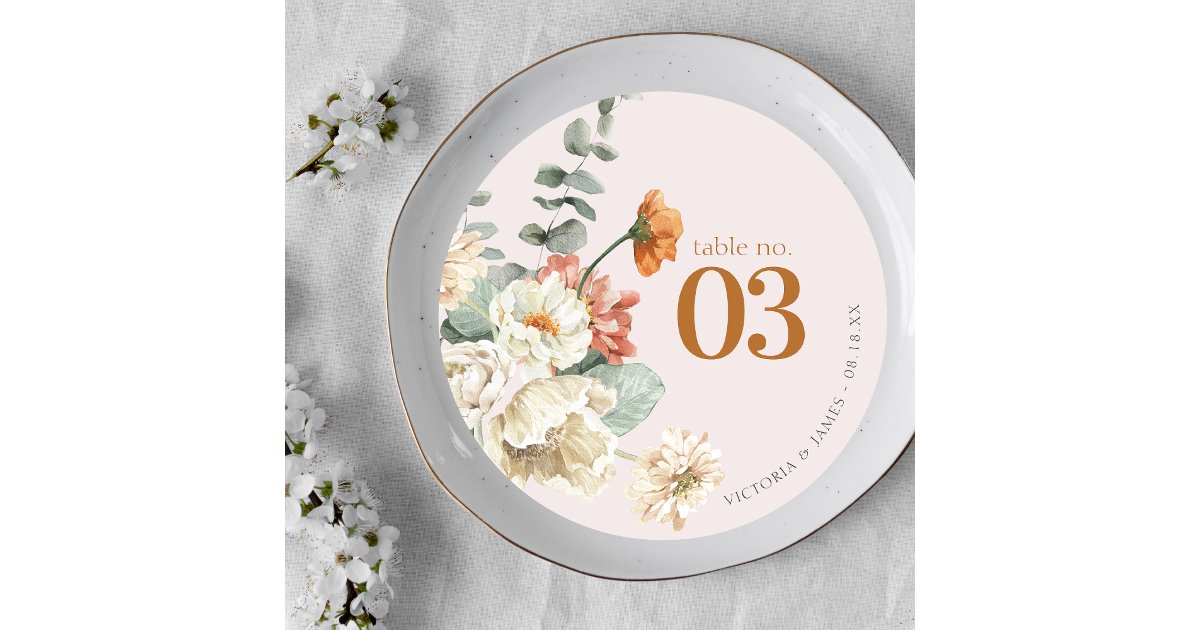 Boho Floral Greenery | Wedding Table Number | Zazzle
