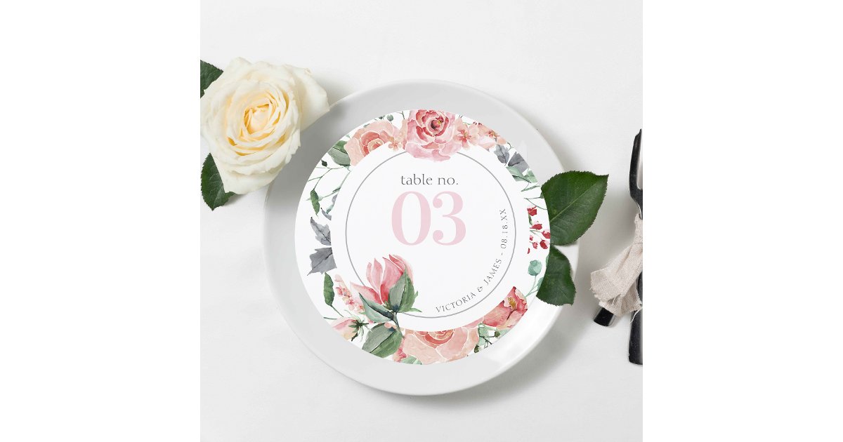 Boho Floral Greenery | Wedding Table Number | Zazzle