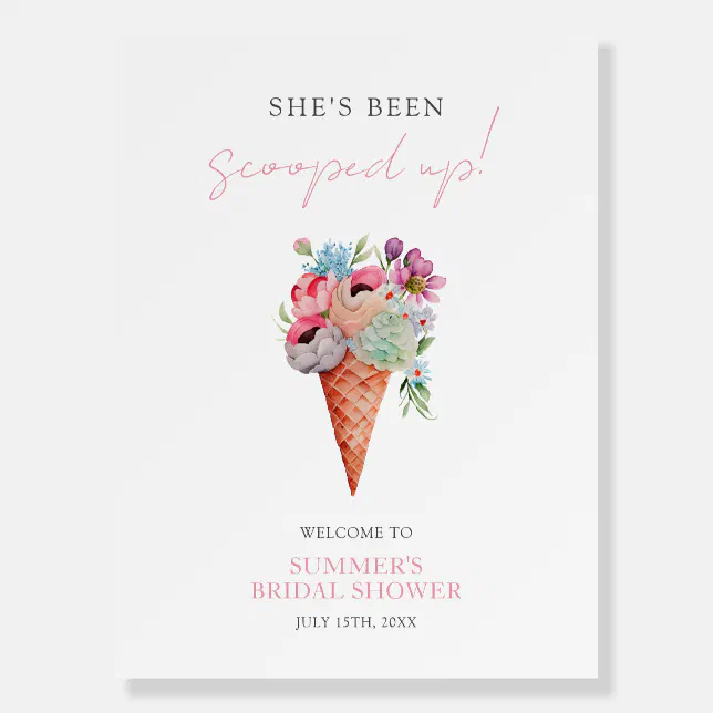 Boho Floral Ice Cream Bridal Shower Welcome Sign | Zazzle