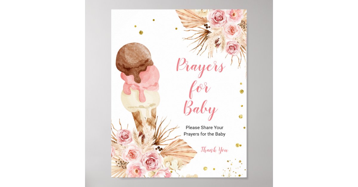 Boho Floral Ice Cream Prayers for Baby Poster | Zazzle