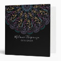 Boho floral lacey mandala black customize 3 ring binder | Zazzle